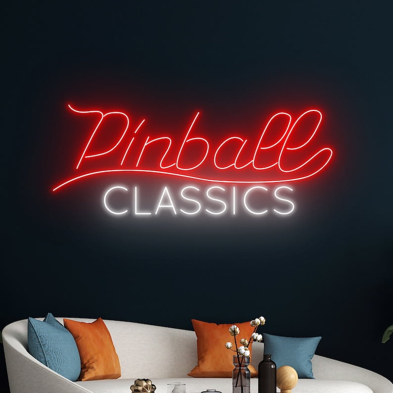 Handmadetneonsign Pinball Classics Wall Art, Pinball Retro Wall Decor ...