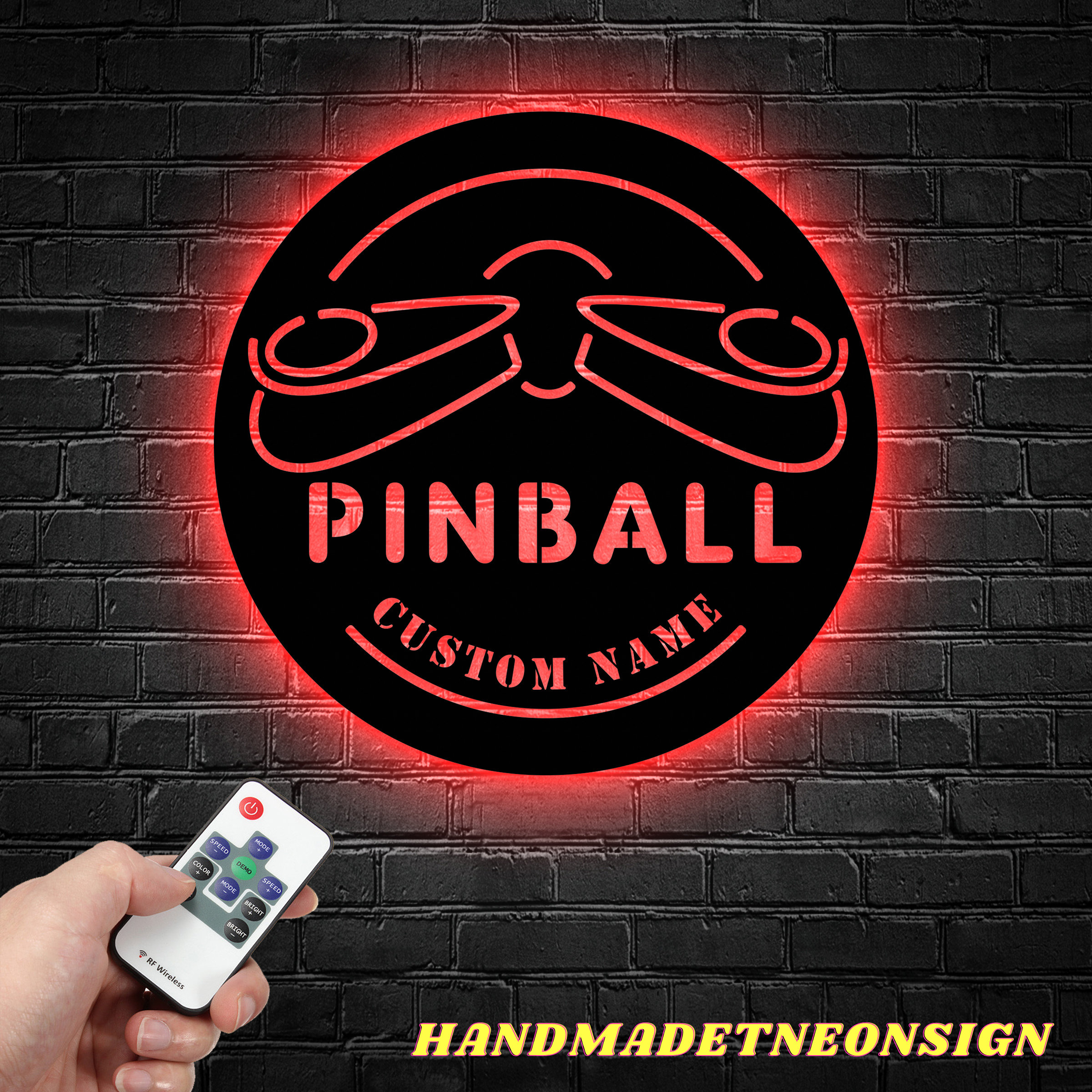 Handmadetneonsign Pinball Metal Wall Art LED Light, Arcade Metal Sign ...
