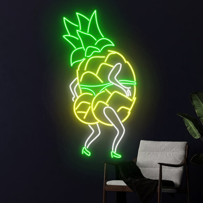 Handmadetneonsign Pineapple Bikini Neon Sign, Pineapple LED Sign ...