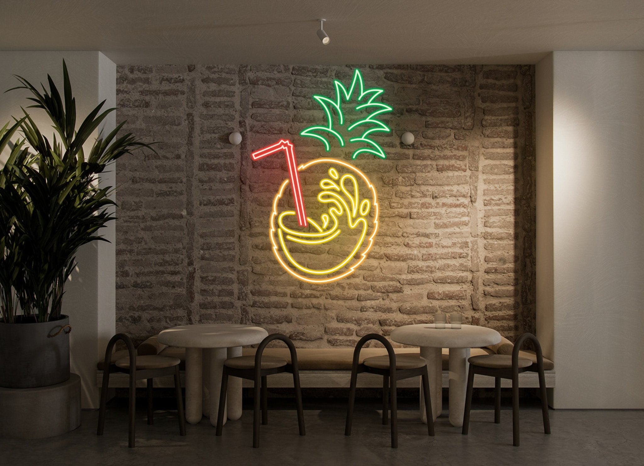 Handmadetneonsign Pineapple Cocktails Led Sign, Pub Led Sign, Wall ...