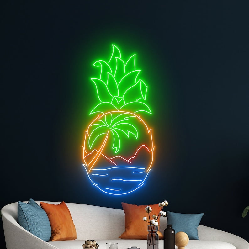 Handmadetneonsign Pineapple Summer Led Sign, Summer Vibe Neon Sign, Beach Led Sign, Summer Decor ...