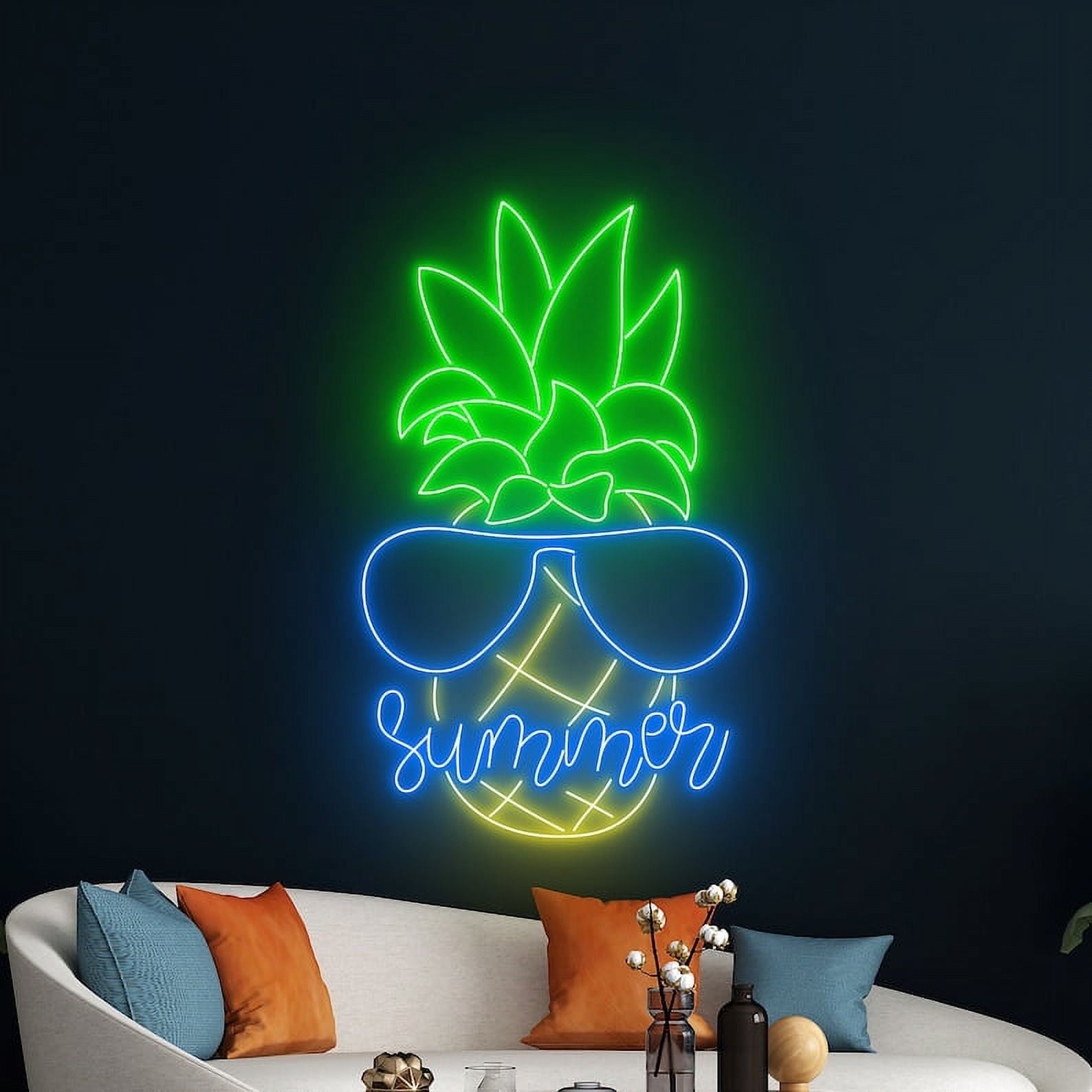Handmadetneonsign Pineapple Summer Led Sign, Summer Vibe Neon Sign ...