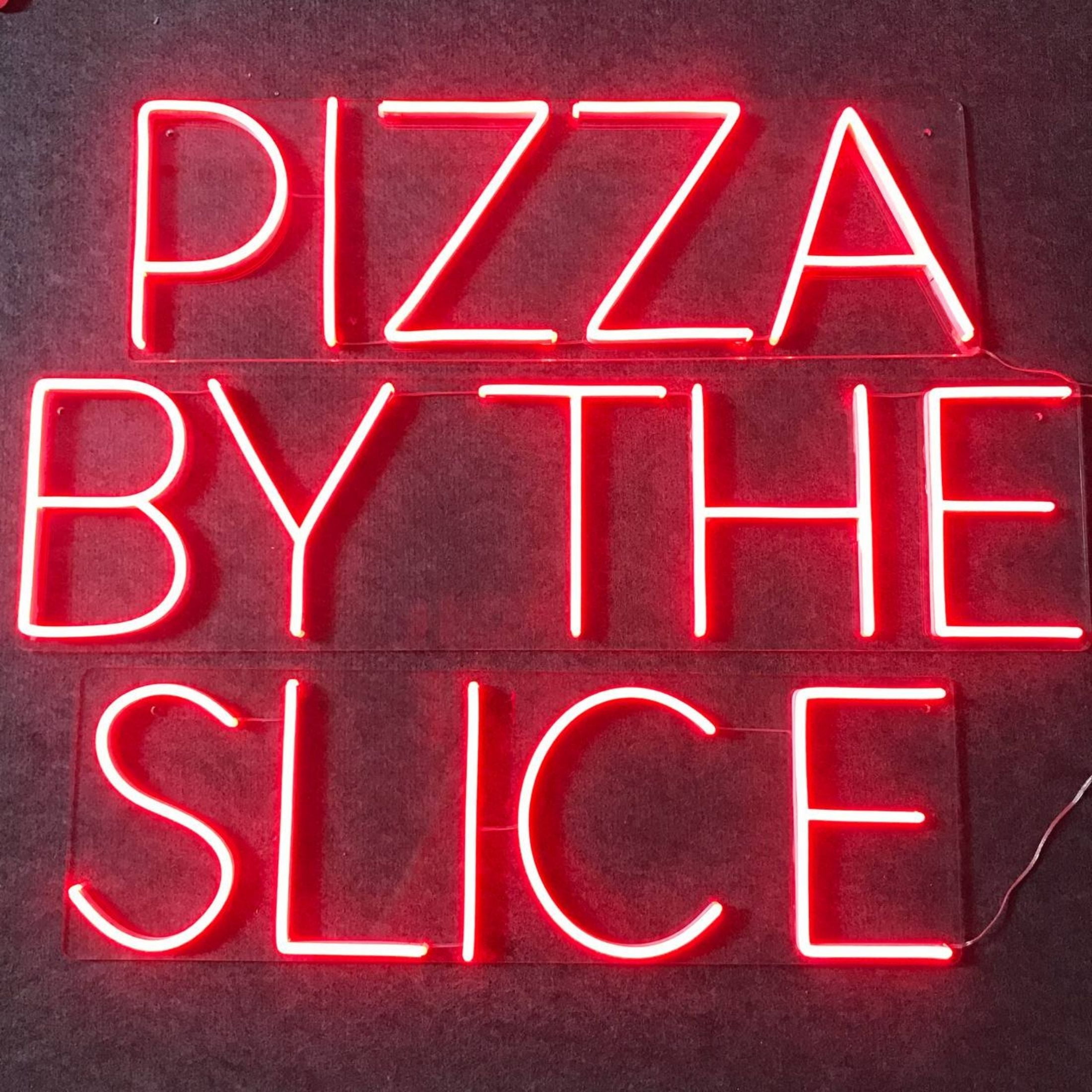 Handmadetneonsign Pizza By The Slice Neon Sign, Pizza Food Wall Art ...
