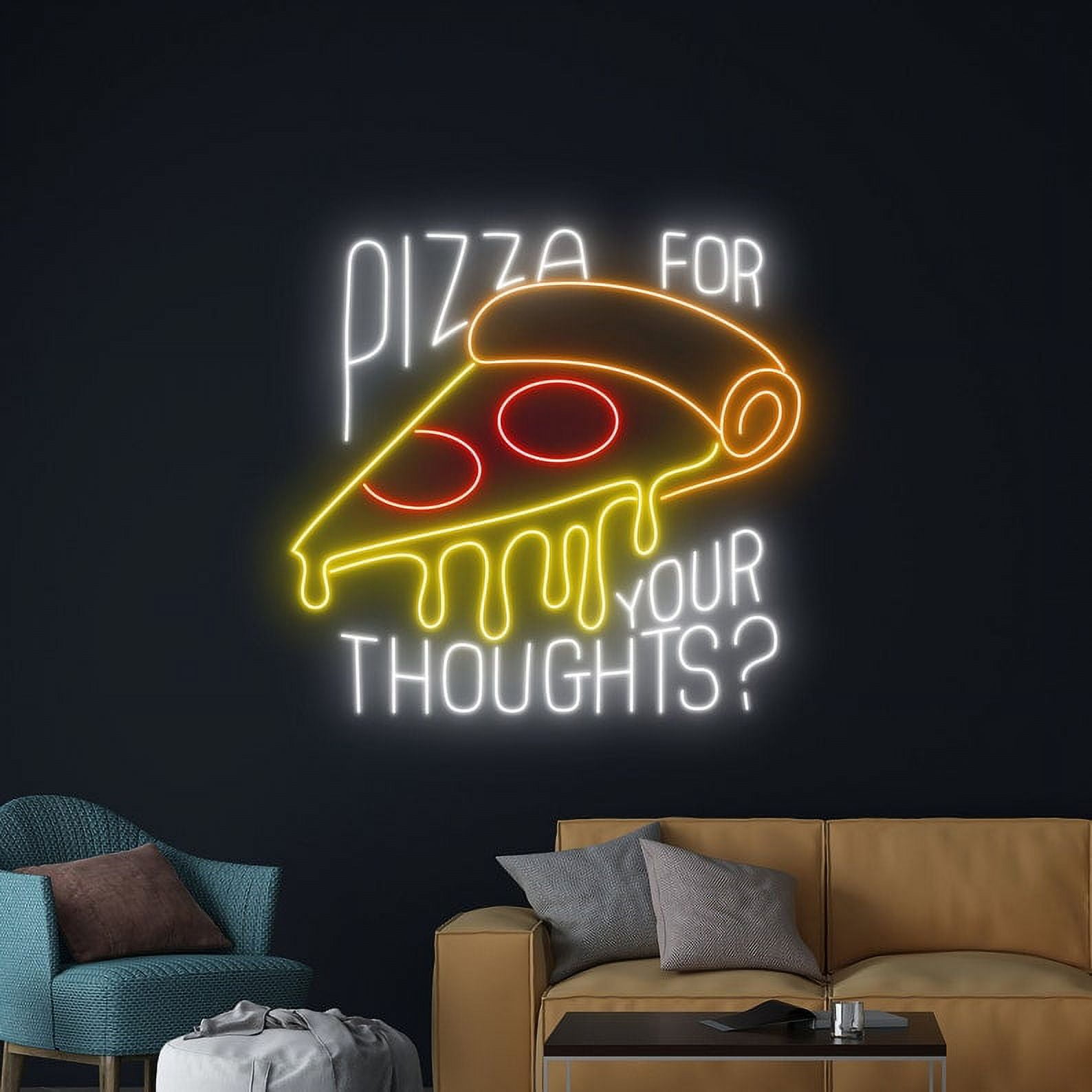Handmadetneonsign Pizza For Your Thoughts Neon Sign, Italian Food Neon ...