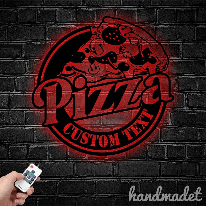 Handmadetneonsign Pizza Metal Wall Art Light, Pizza Metal Sign Wall ...