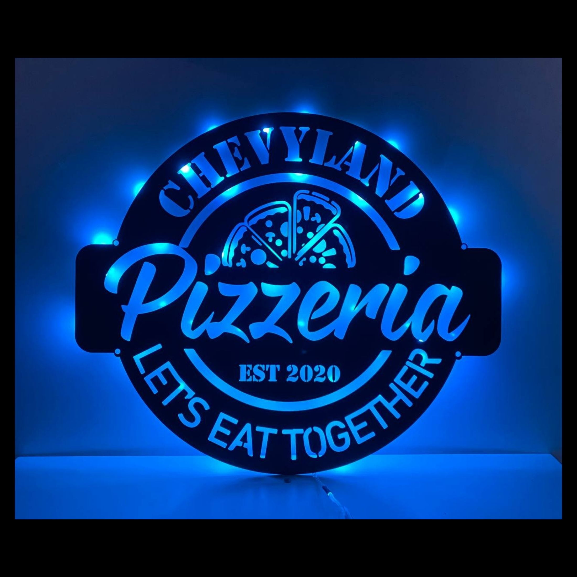 Handmadetneonsign Pizza Metal Wall Art, Pizza Store Name Metal Sign ...