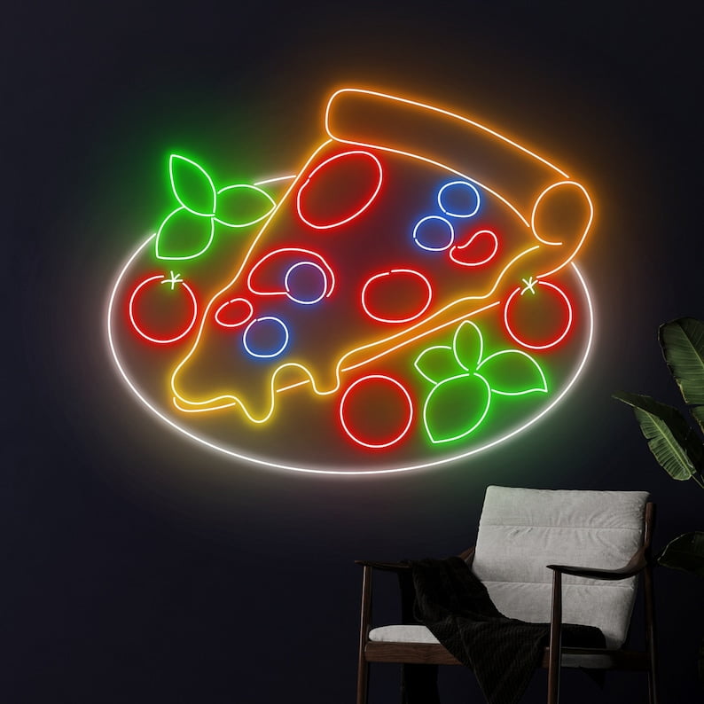 Handmadetneonsign Pizza Restaurant Wall Art, Pizza Wall Decor, Pizza ...