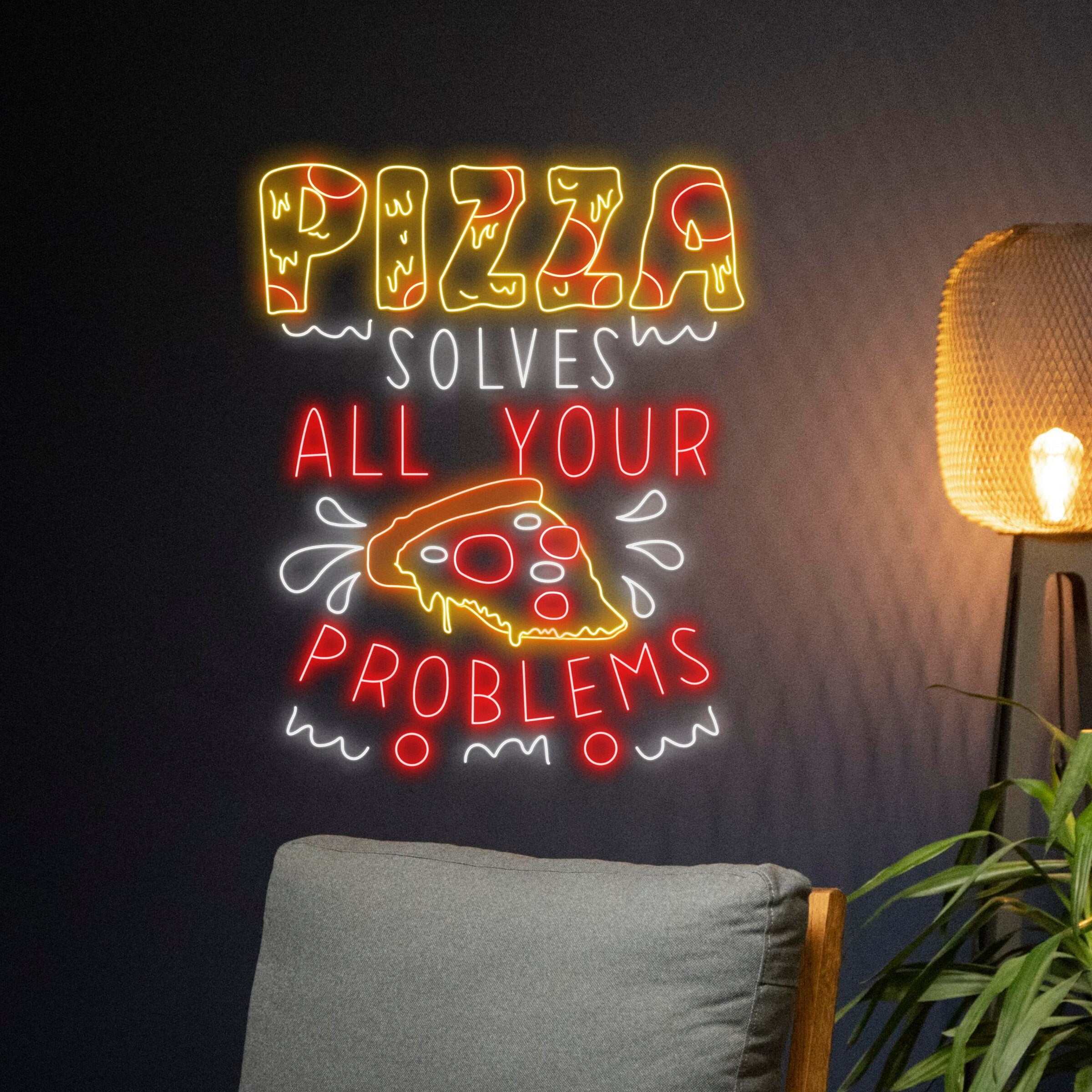 Handmadetneonsign Pizza Solves All Your Problems Neon Sign, Pizza Neon ...