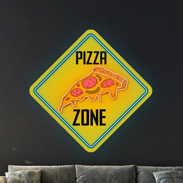 Handmadetneonsign Pizza Zone Decal Printed Acrylic Sign, Pizza Neon ...
