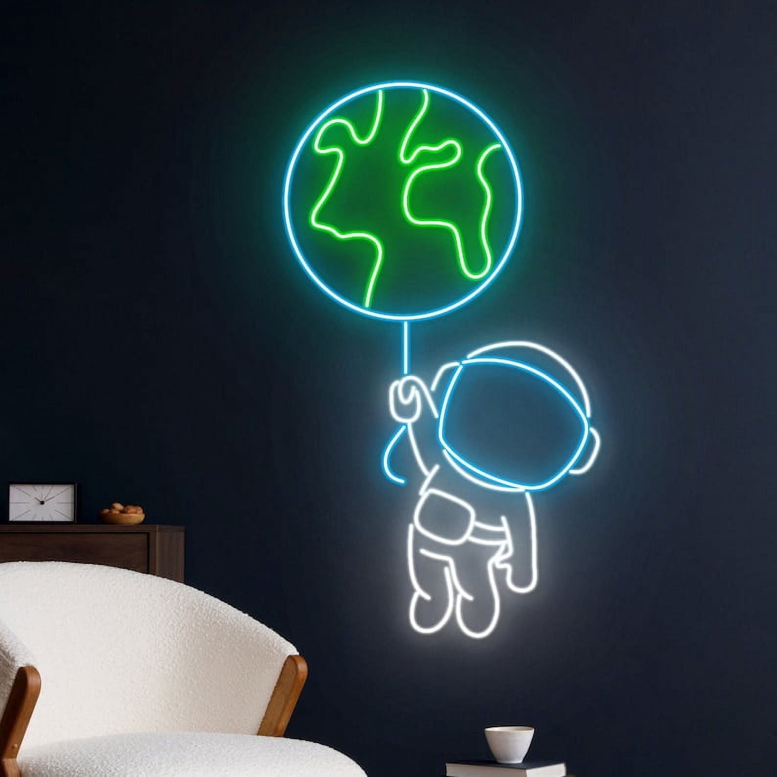 Handmadetneonsign Planet Balloon Astronaut Neon Sign, Flying Astronaut ...