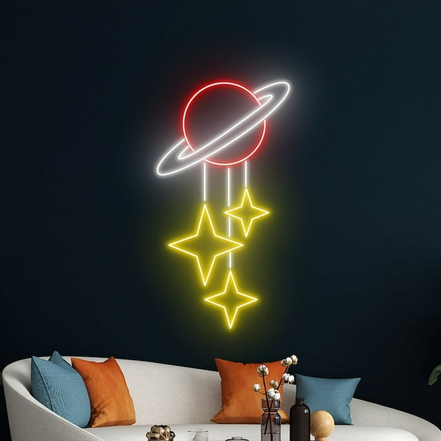 Handmadetneonsign Planet Stars Neon Light, Planet Stars Led Light ...