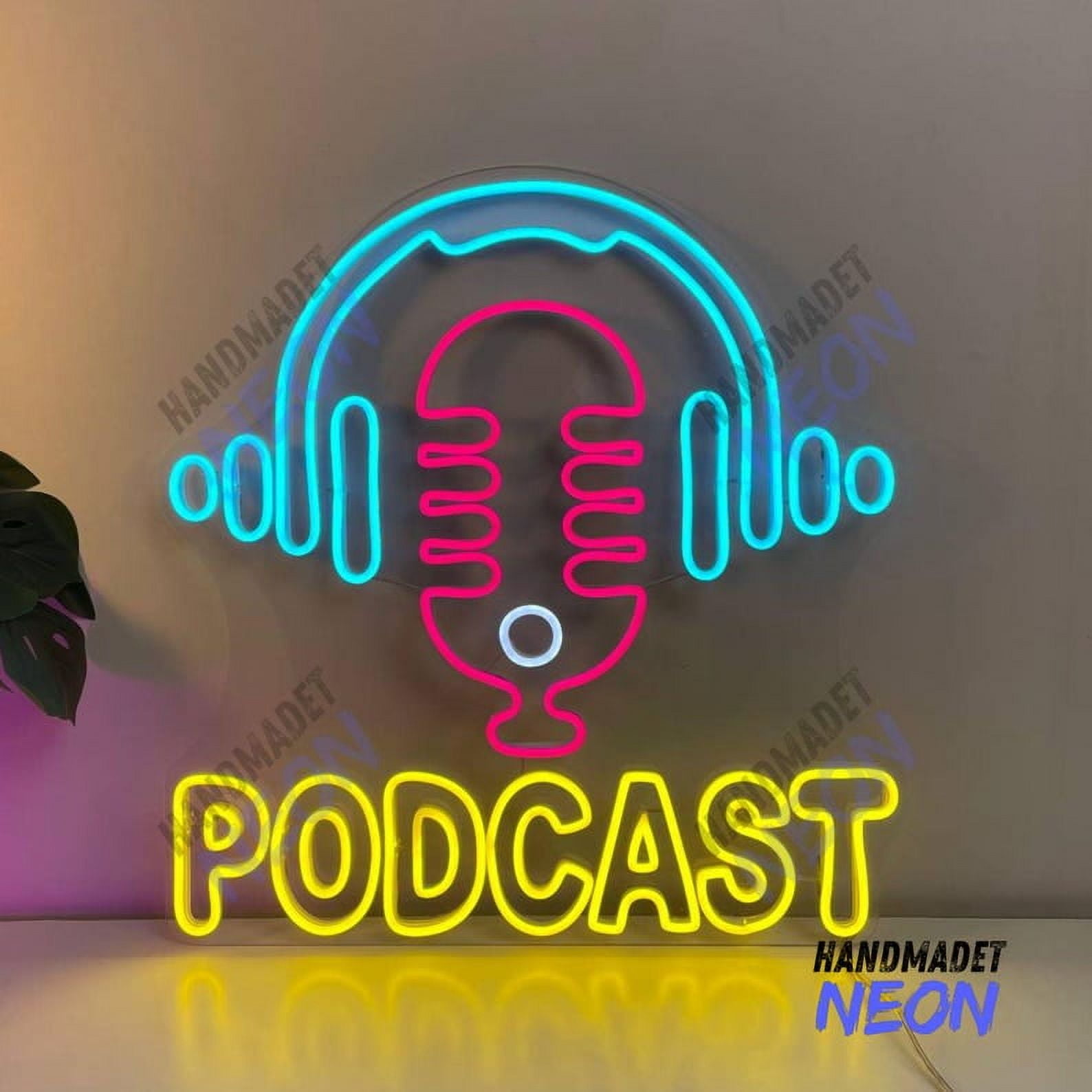 Handmadetneonsign Podcast Neon Sign, Headphone Led Sign, Music Room ...