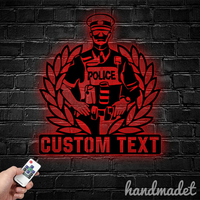 Handmadetneonsign Police Metal Wall Art, Police Metal Sign Wall Decor ...