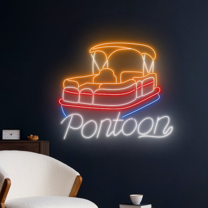 Handmadetneonsign Pontoon Boat Neon Sign, Pontoon Boat Wall Art Decor ...