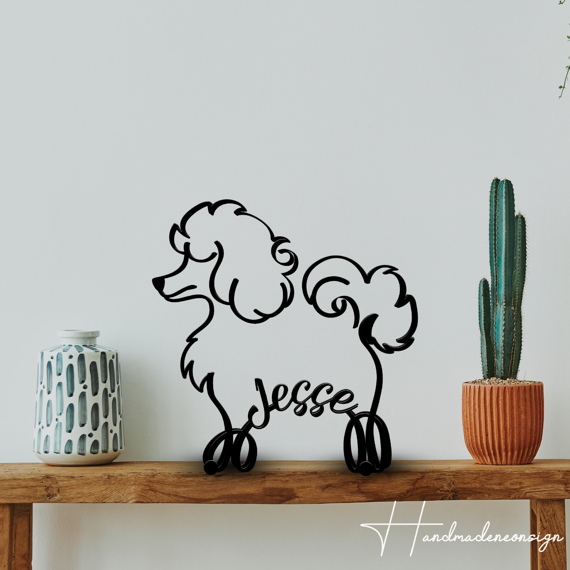 Handmadetneonsign Poodle Dog Metal Desk, Poodle Dog Metal Table Sign ...