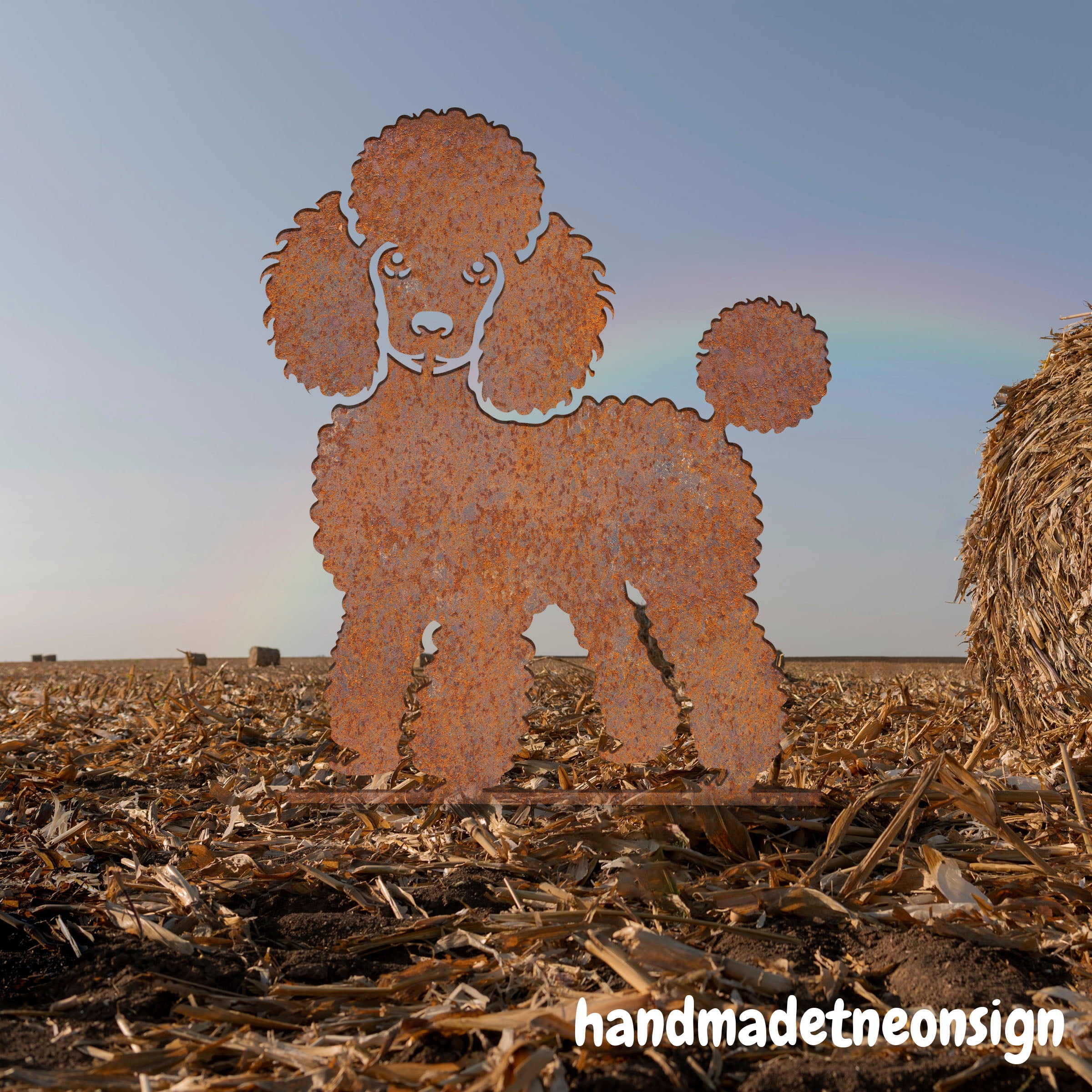Handmadetneonsign Poodle Dog Rusty Metal Stake, Poodle Rusty Memorial ...