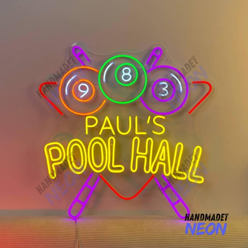 Handmadetneonsign Pool Hall Neon Sign, Billiard Sport Neon Light, Pool ...