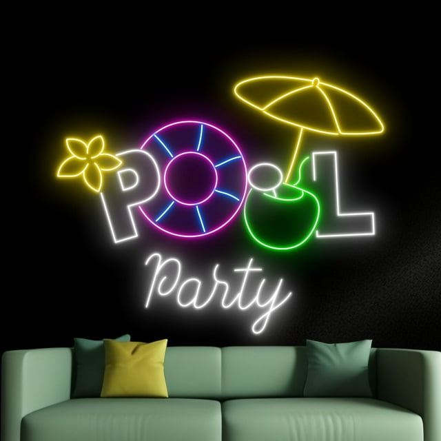 Handmadetneonsign Pool Party Neon Sign, Party Wall Art Decor, Pool ...