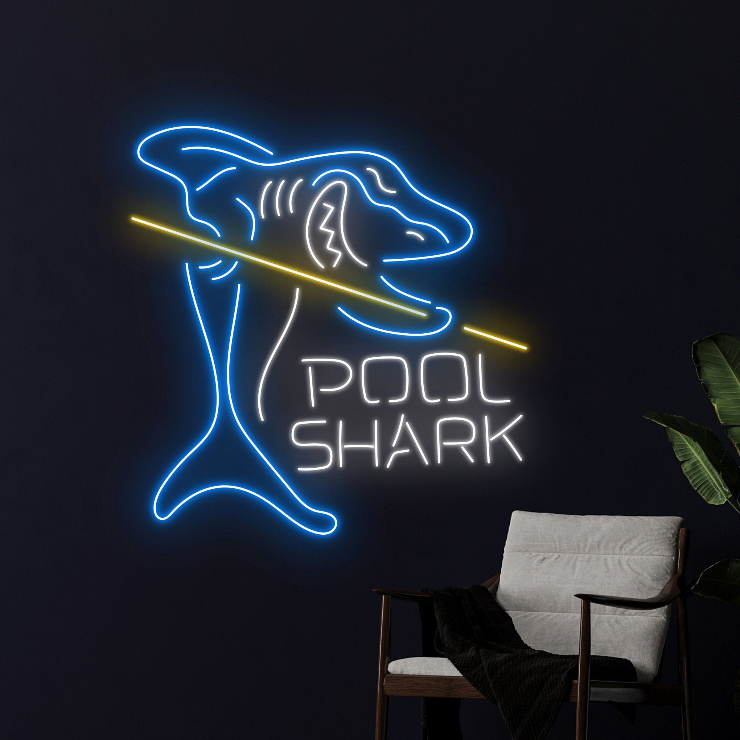Handmadetneonsign Pool Shark Neon Sign, Shark Billiard Neon Light ...