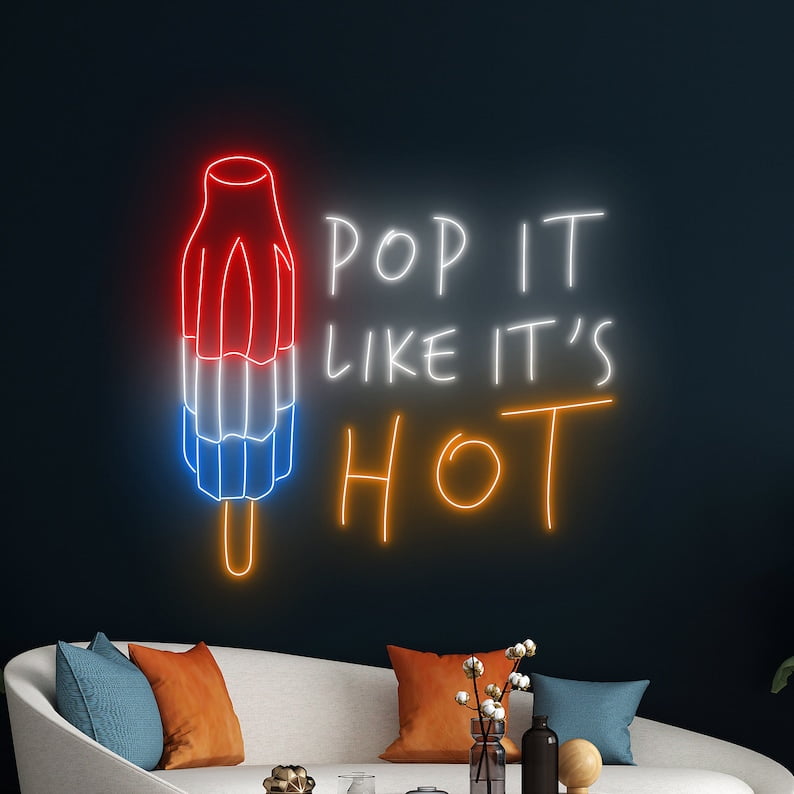 Handmadetneonsign Pop It Like It's Hot Neon Sign, Ice Cream Neon Wall ...