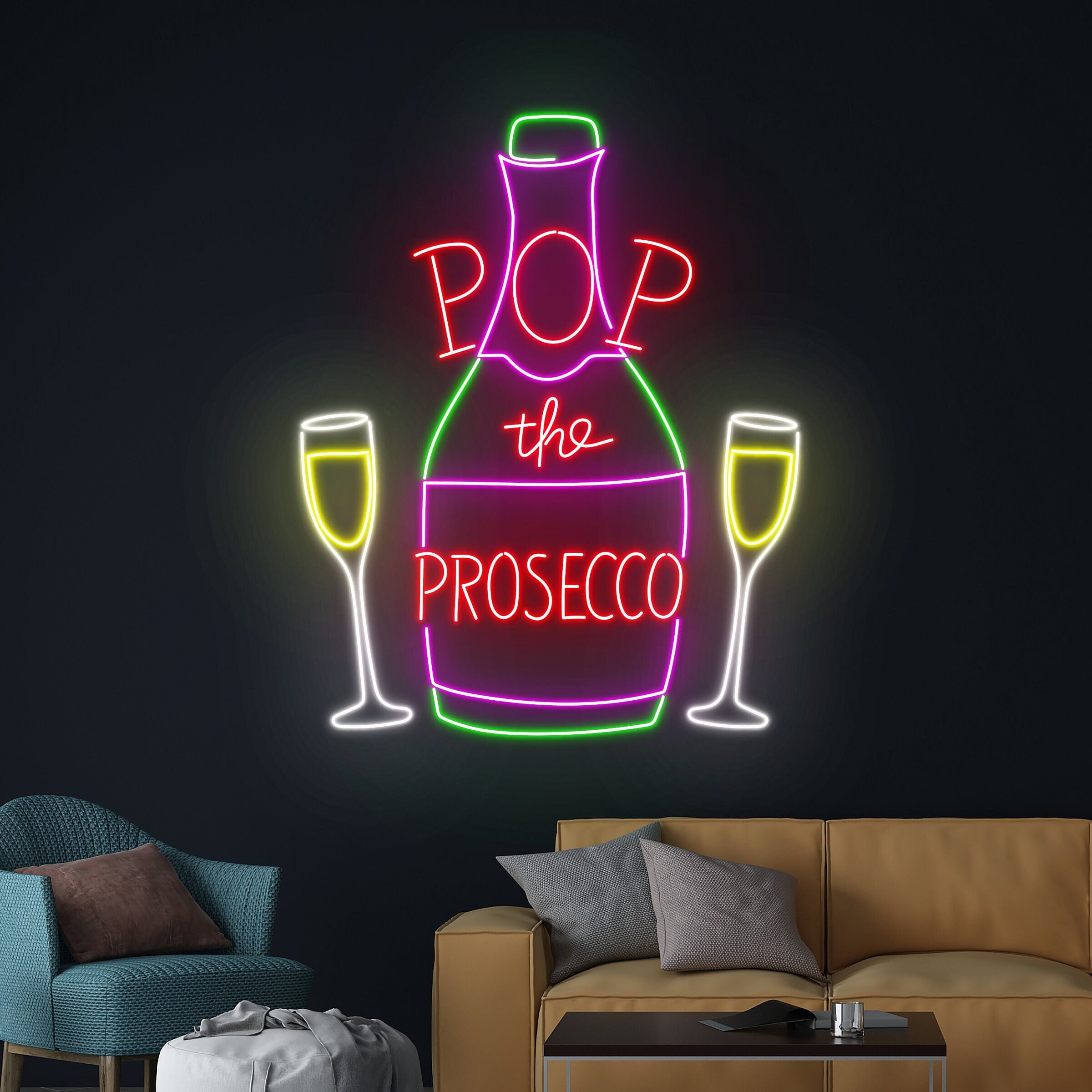 Handmadetneonsign Pop The Prosecco Led Sign, Pop The Prosecco Neon ...