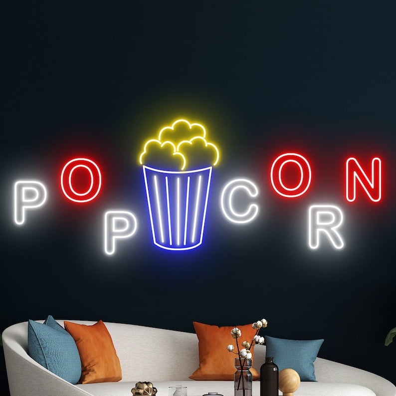 Handmadetneonsign Popcorn Neon Sign, Popcorn Neon Light, Popcorn Led ...
