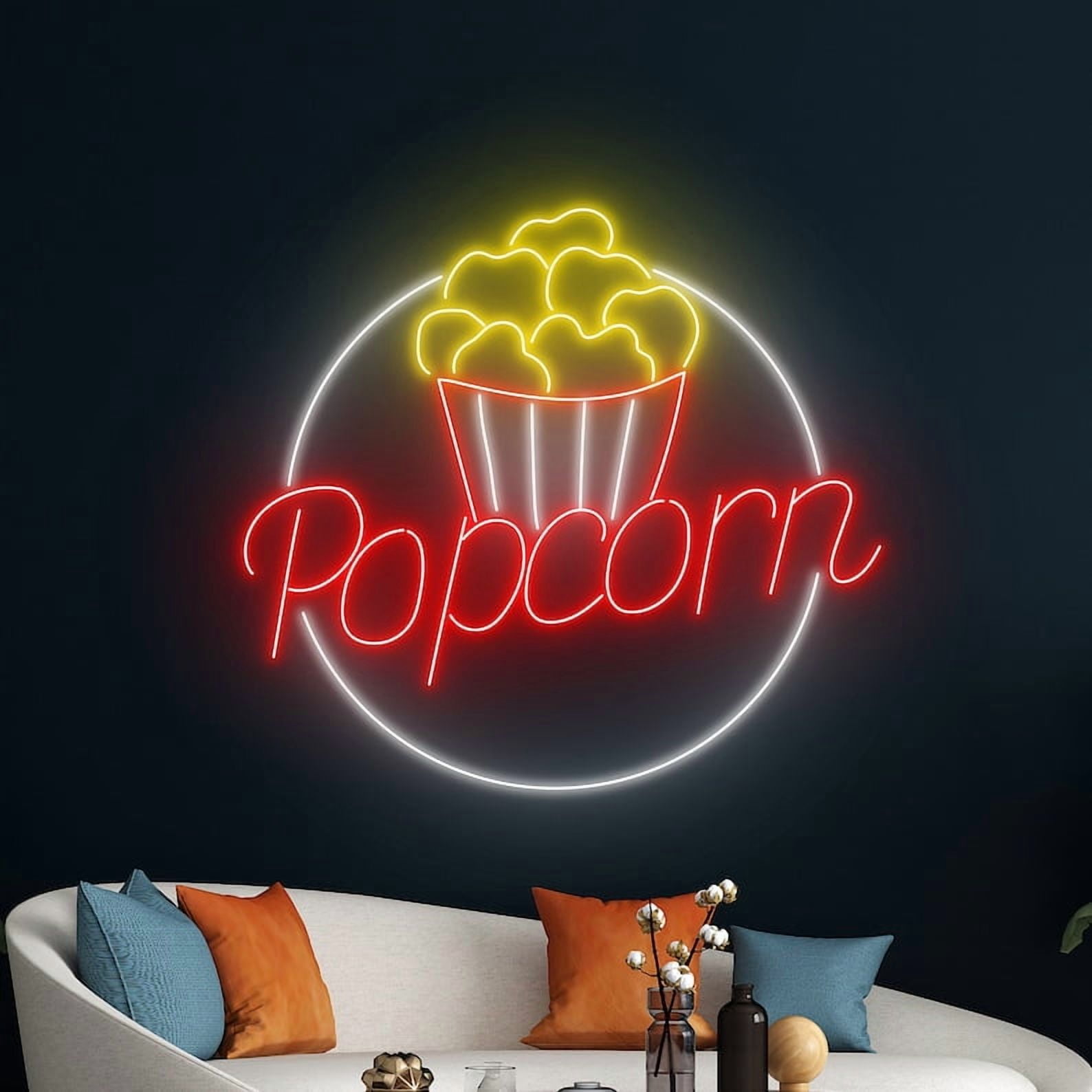 Handmadetneonsign Popcorn Wall Art, Popcorn Cinema Wall Decor, Movie ...