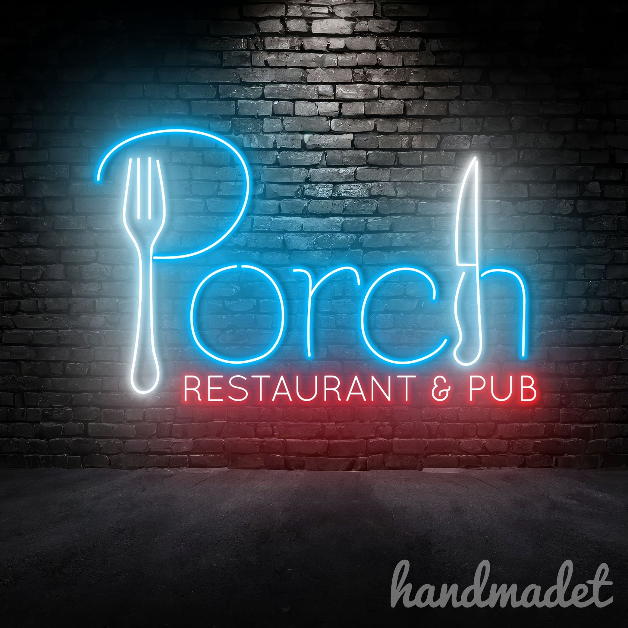 Handmadetneonsign Porch Restaurant And Pub Neon Sign, Chef Wall Art ...