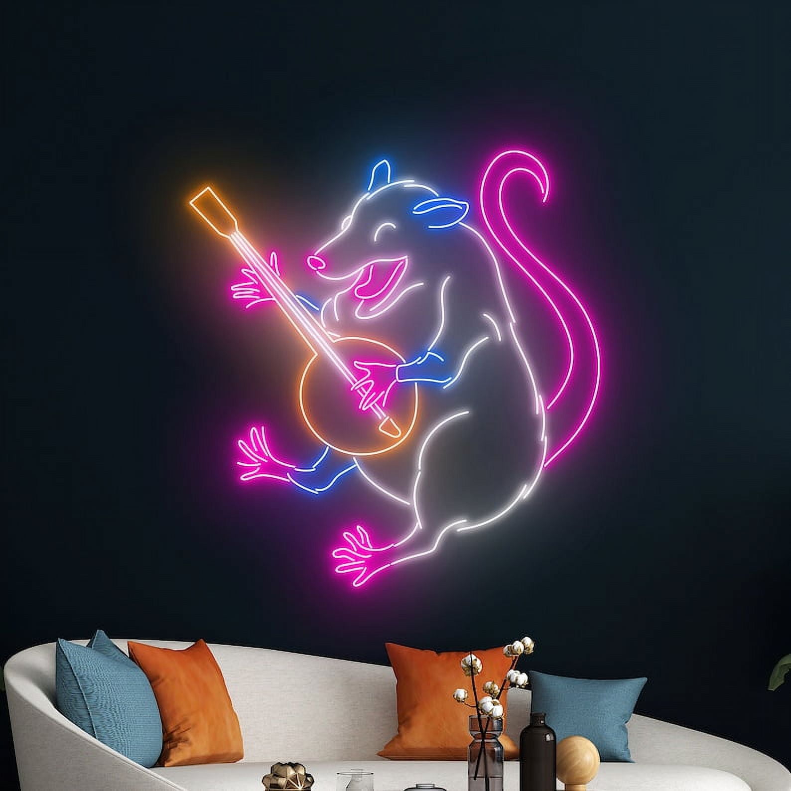 Handmadetneonsign Possum Playing Banjo Wall Art, Possum Banjo Wall ...