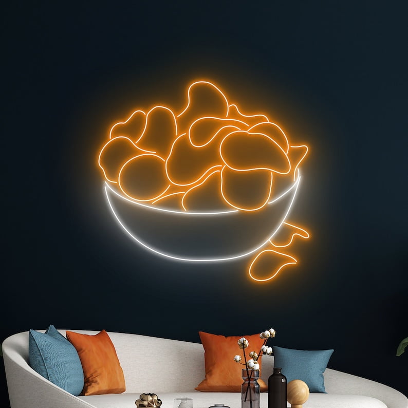 Handmadetneonsign Potato Chips Neon Sign, Potato Chips Led Sign, Potato ...