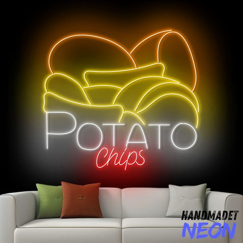 Handmadetneonsign Potato Chips Neon Sign, Potato Fries Led Sign, Food ...