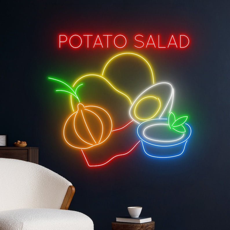 Handmadetneonsign Potato Salad Neon Sign, Potato Salad Wall Art Decor ...