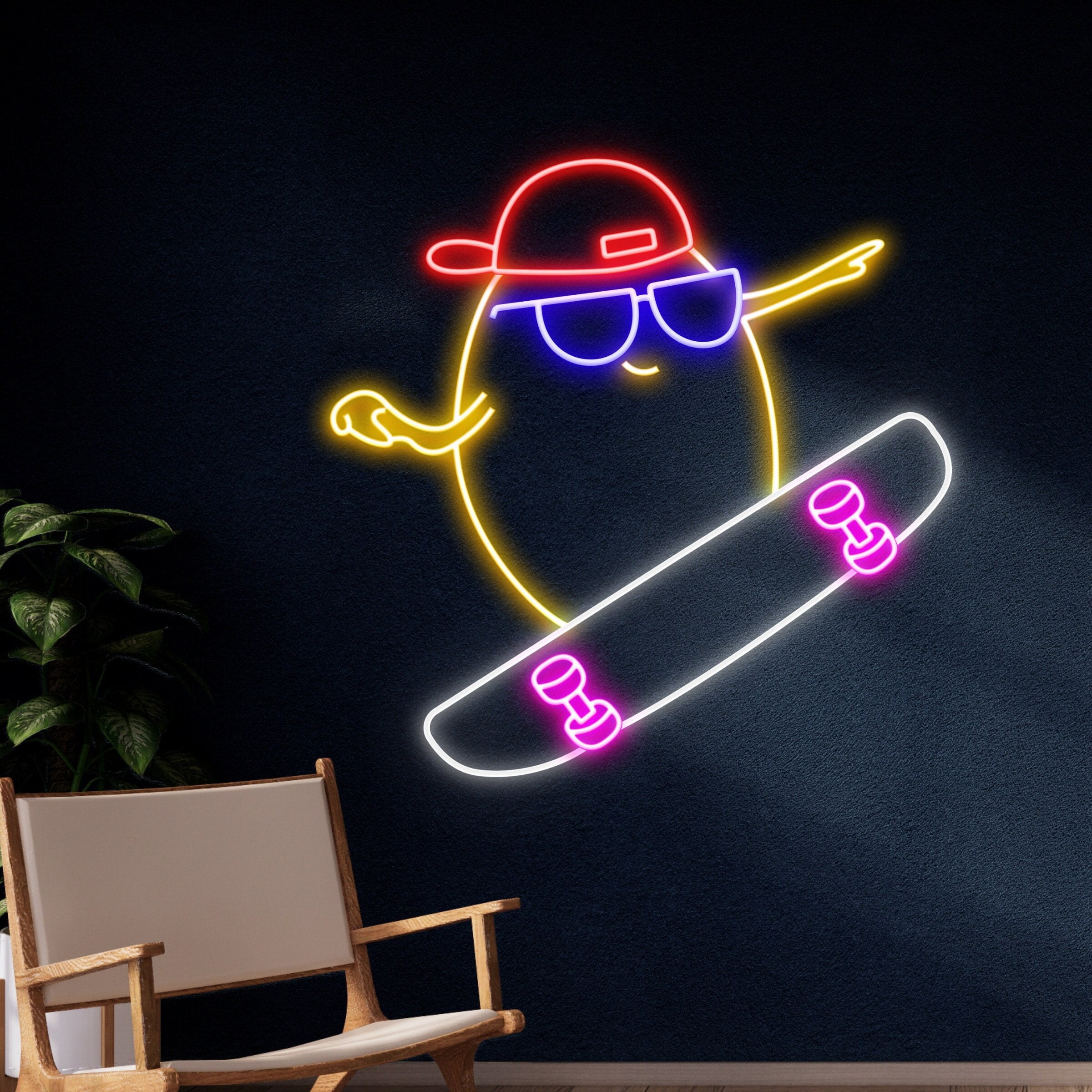 Handmadetneonsign Potato Skateboarding Neon Sign, Skateboard Potato Led ...