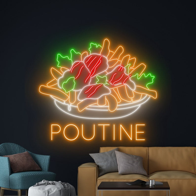 Handmadetneonsign Poutine Neon Sign, Poutine Canada Wall Art Decor ...