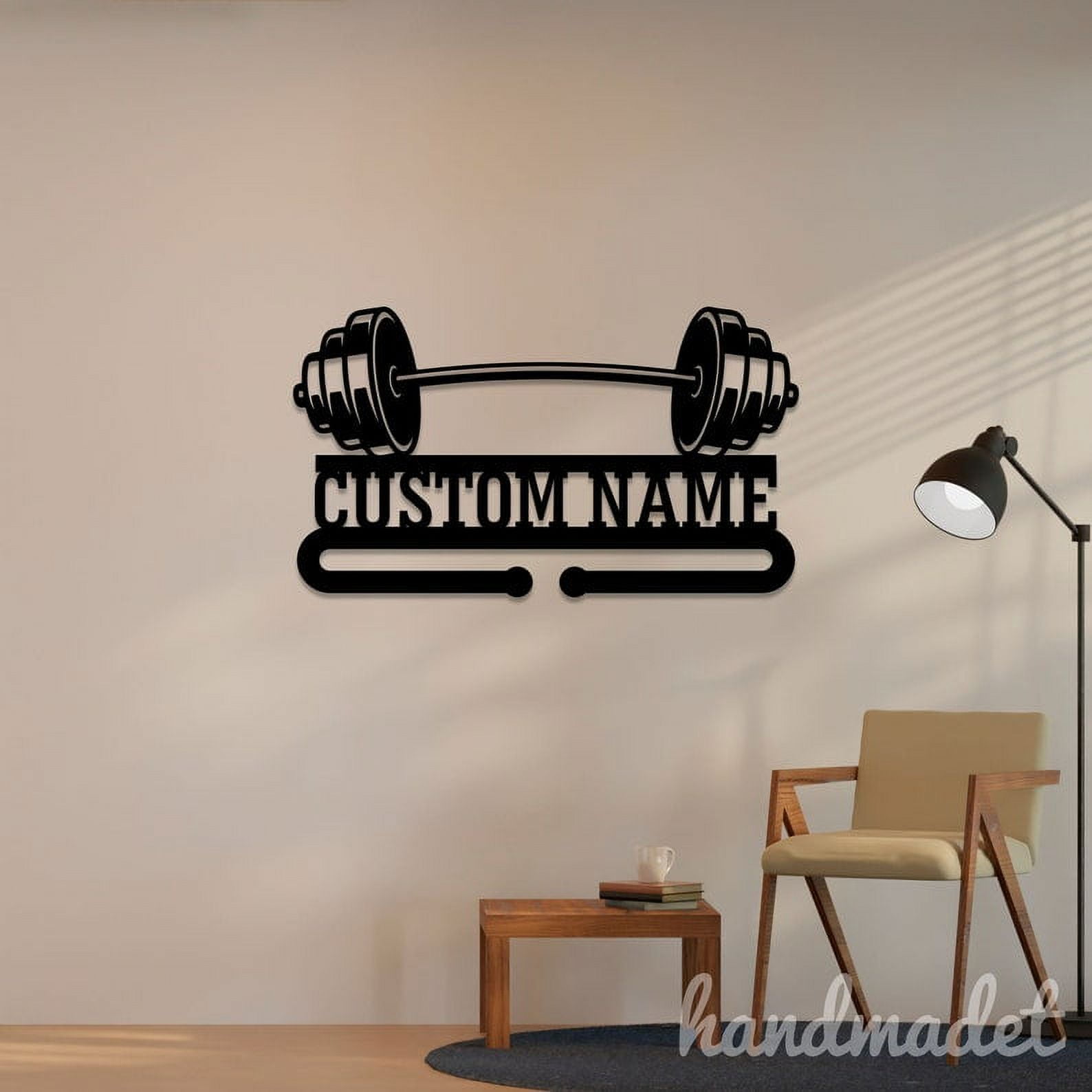 Handmadetneonsign Powerlifting Medal Hanger Metal Wall Art Light ...