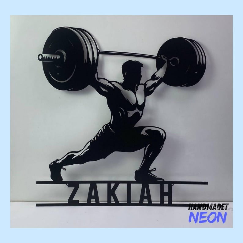 Handmadetneonsign Powerlifting Metal Sign, Workout Metal Light, Gym ...