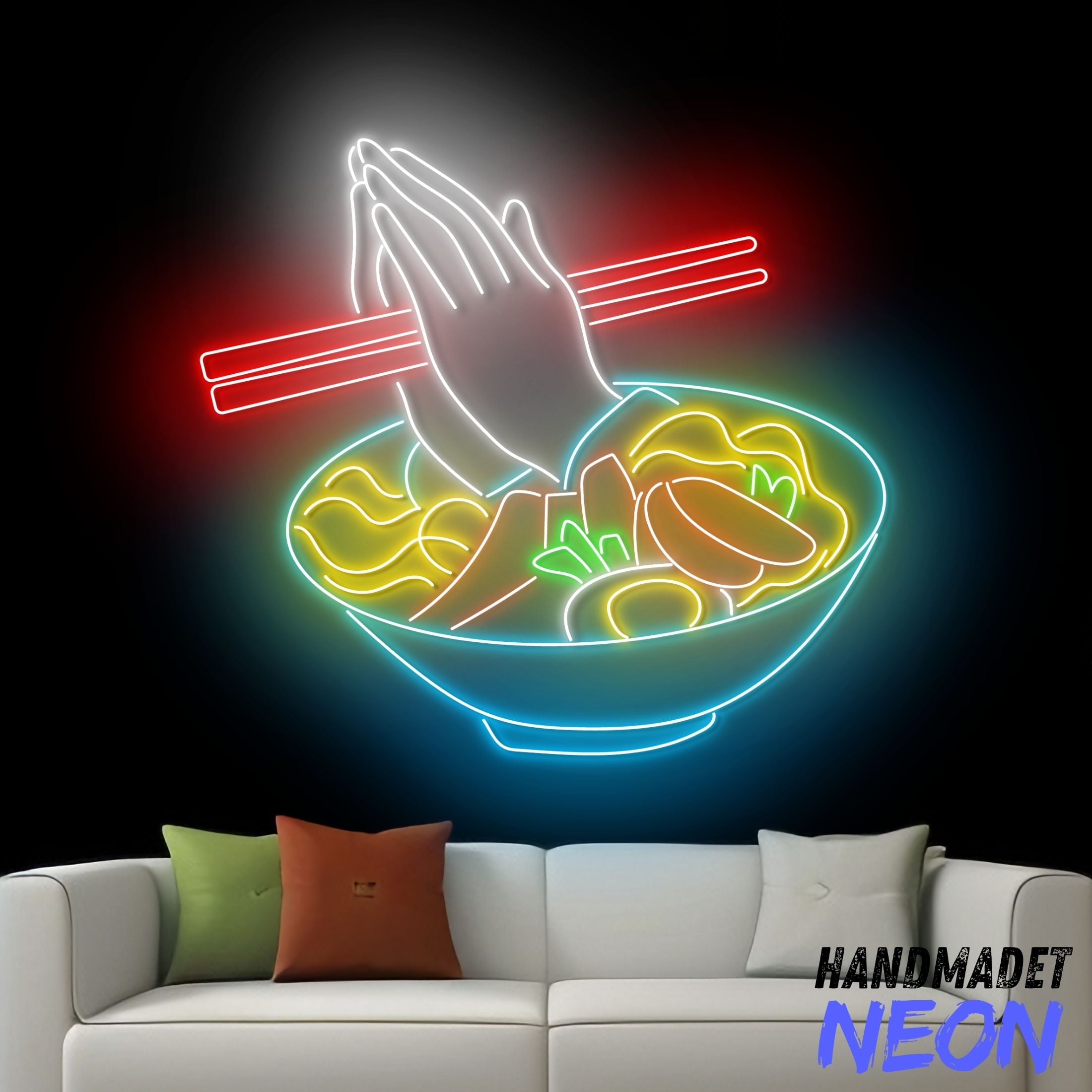 Handmadetneonsign Praying Hands Ramen Neon Sign, Ramen Wall Art ...