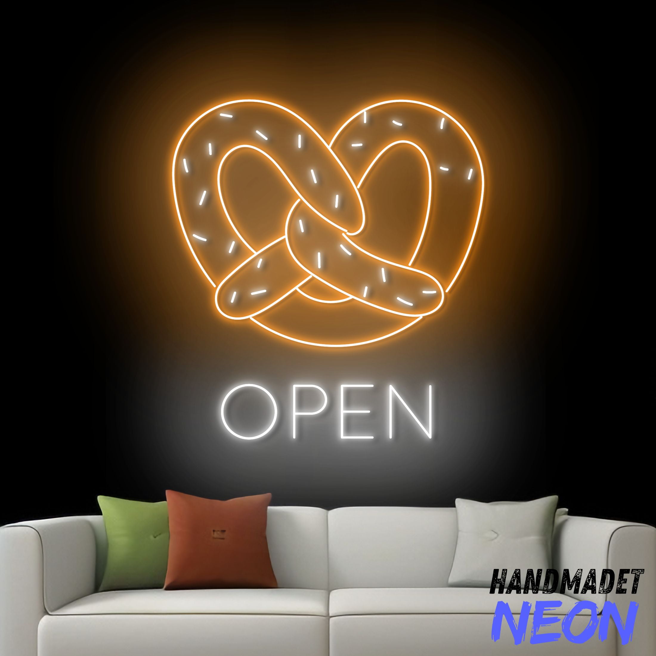 Handmadetneonsign Pretzel Open Neon Sign, Pretzel Cake Wal Art, Pretzel ...