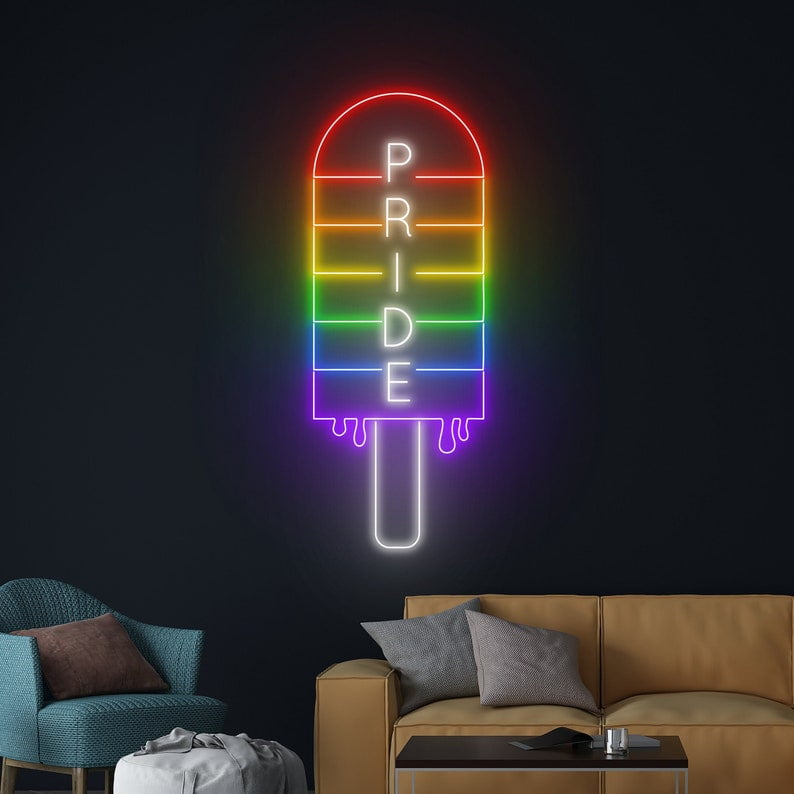 Handmadetneonsign Pride Ice Cream Neon Sign, LGBT Pride Wall Art Decor ...