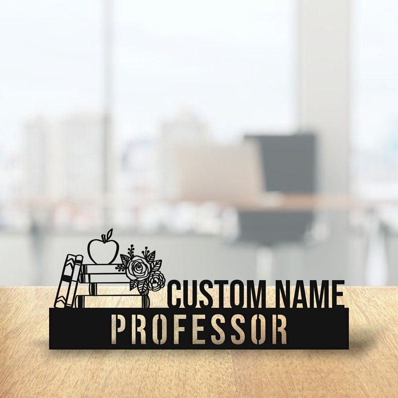 Handmadetneonsign Professor Metal Nameplate, Professor Desk Nameplate ...
