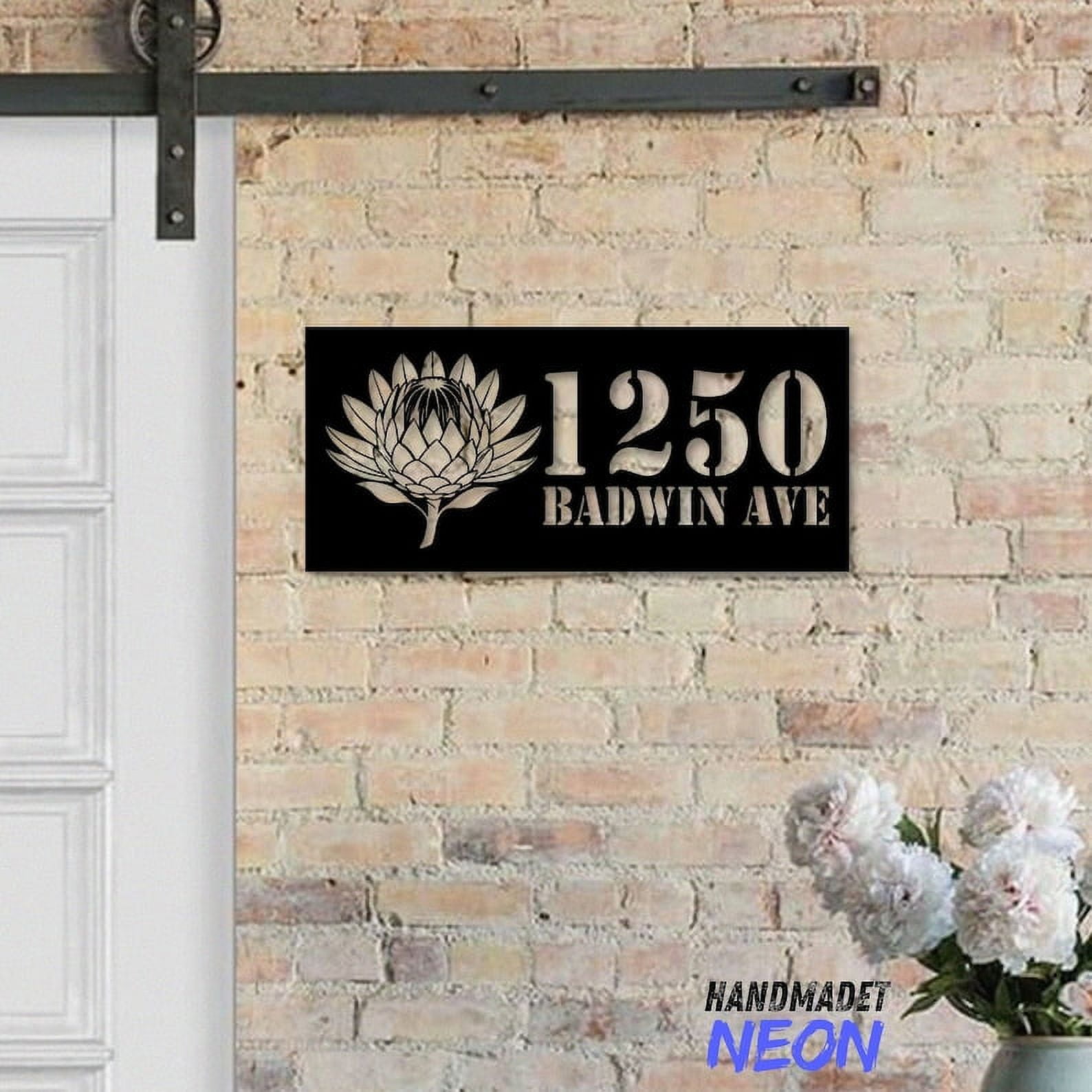 Handmadetneonsign Protea Flower House Number, Protea Home Number Metal ...