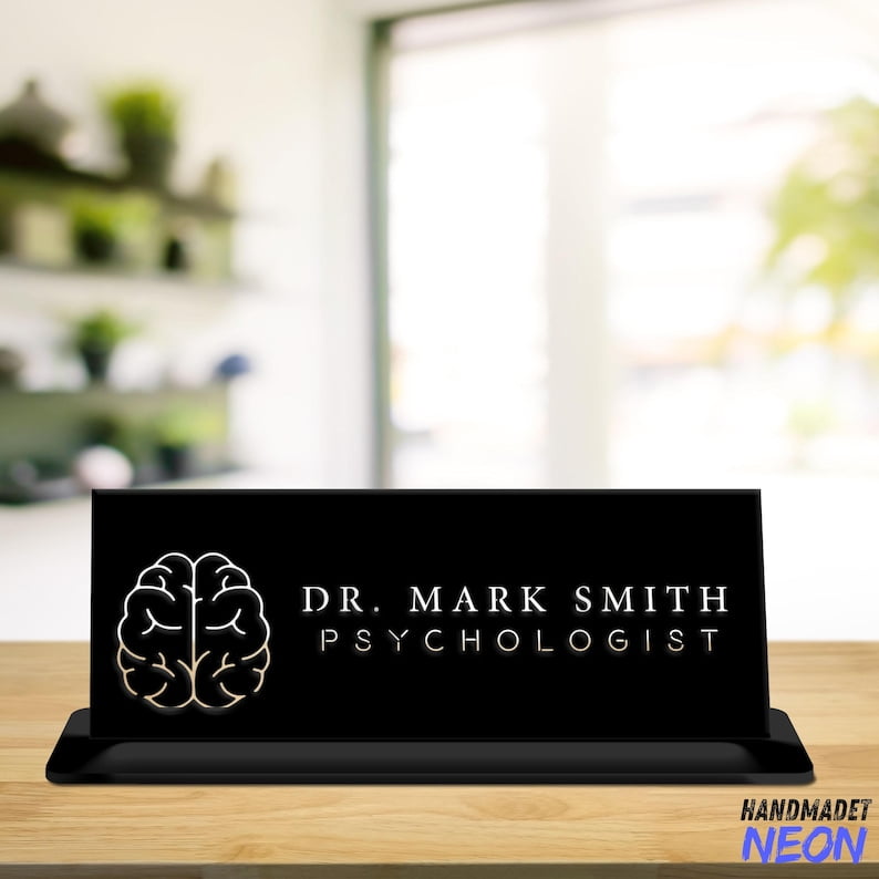 Handmadetneonsign Psychologist Metal Name Plate, Psychology Engraved ...