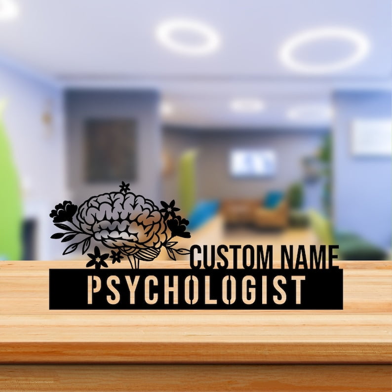 Handmadetneonsign Psychologist Metal Nameplate, Psychologist Desk ...