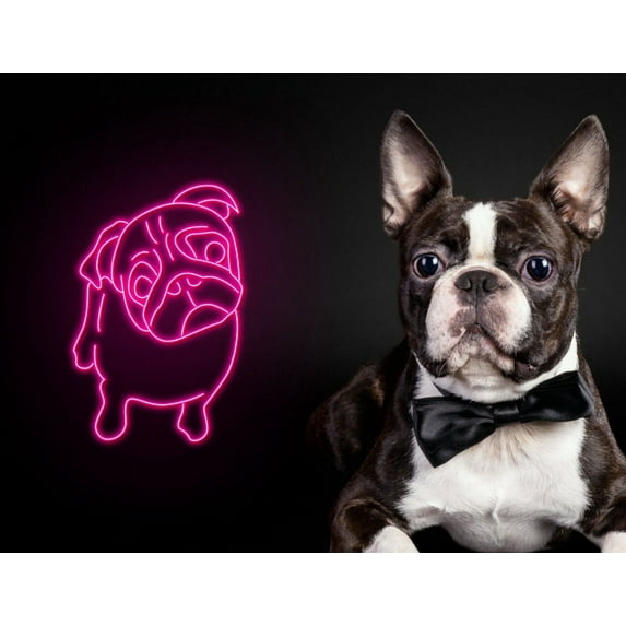 Handmadetneonsign Pug Neon Sign,Animal Neon Sign,Led Neon Sign,Cute ...
