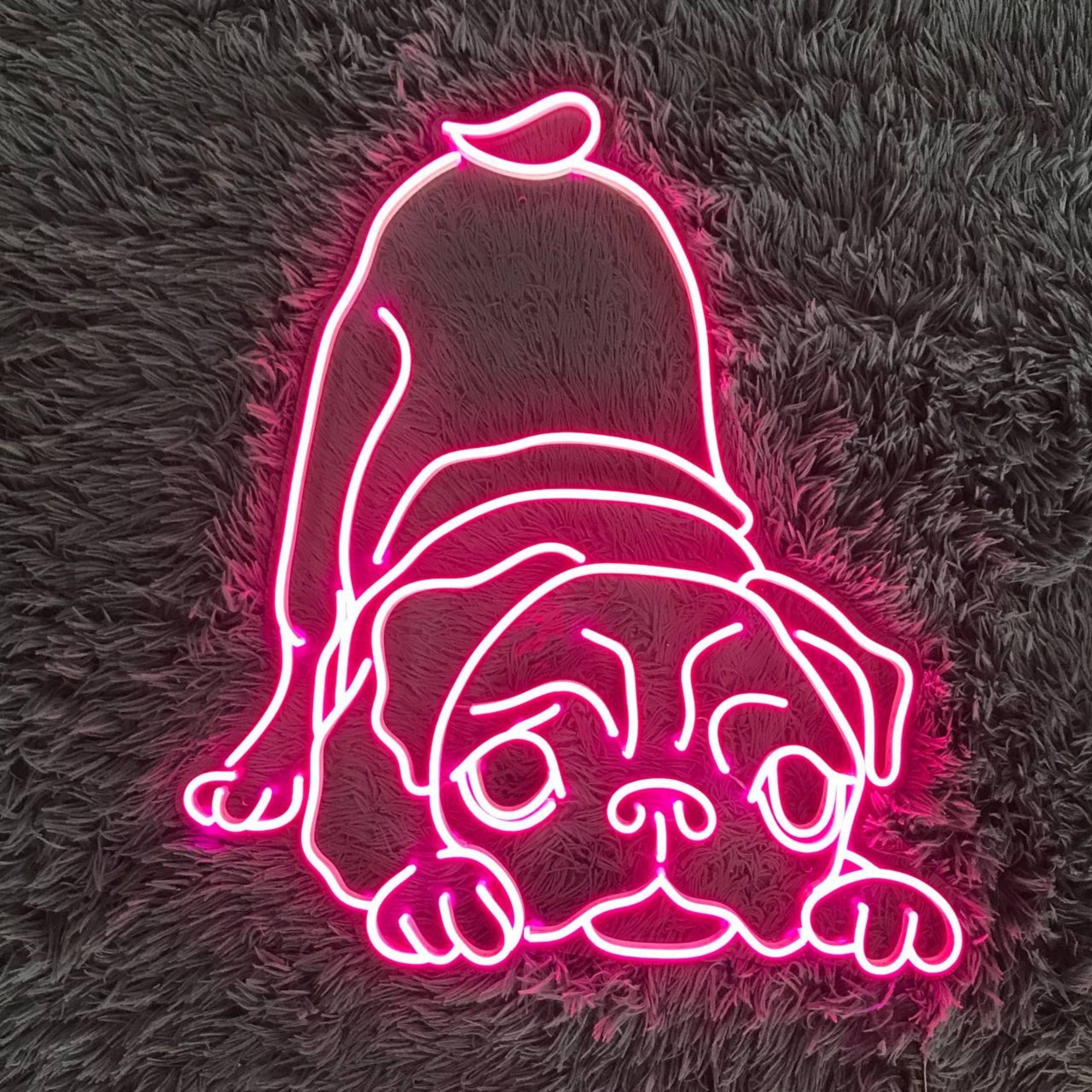 Handmadetneonsign Pug Neon Sign, Pug Dog Pet Wall Art Decor, Grooming ...