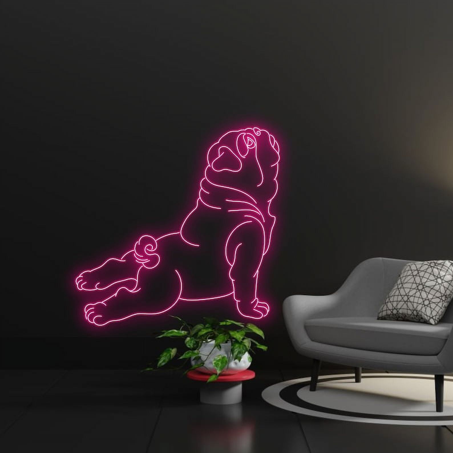 Handmadetneonsign Pug Yoga Pose Neon Signs, Pug LED Lights, Pug Dog ...