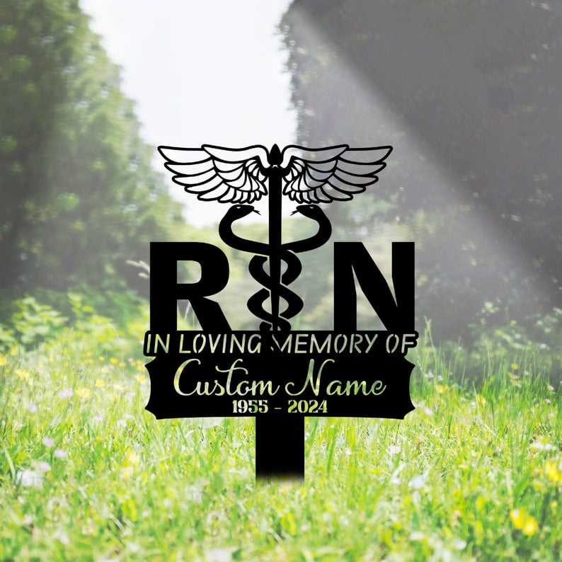 Handmadetneonsign RN Nurse Memorial Metal With Stake, Hospital Metal ...