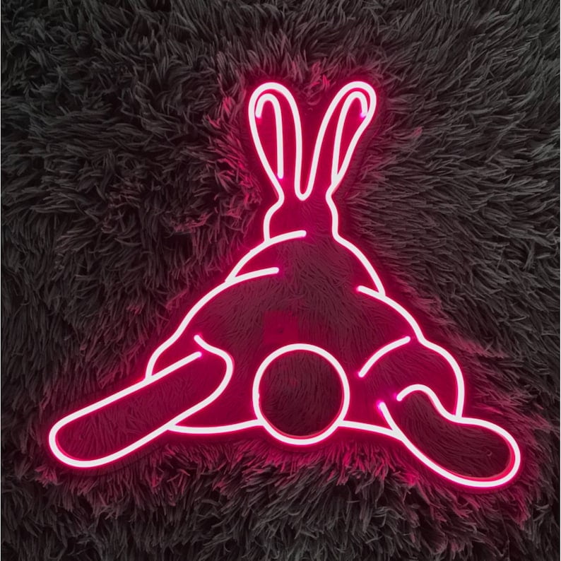 Handmadetneonsign Rabbit Butt LED Neon Sign, Cute Bunny Neon Sign ...