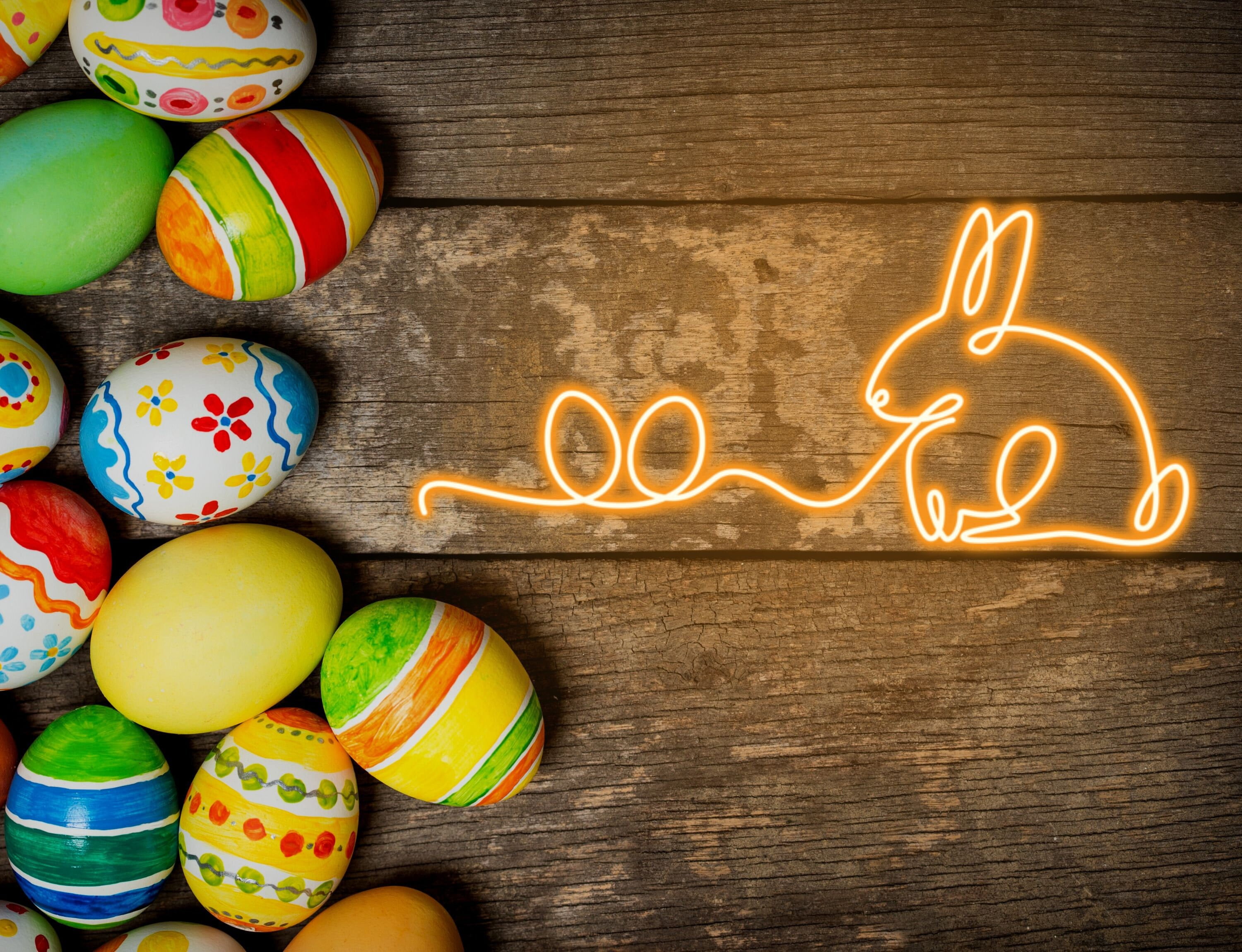 Handmadetneonsign Rabbit Easter LED Neon Sign, Cute Bunny Neon Sign ...