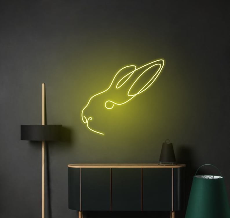 Handmadetneonsign Rabbit LED Neon Sign, Cute Bunny Neon Sign, 3D Bunny ...